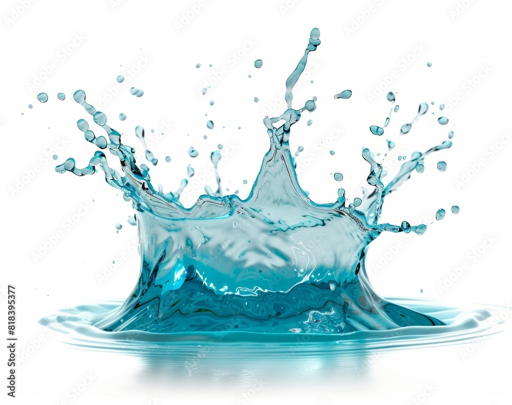 Water splash in light blue color on white background, high resolution ...