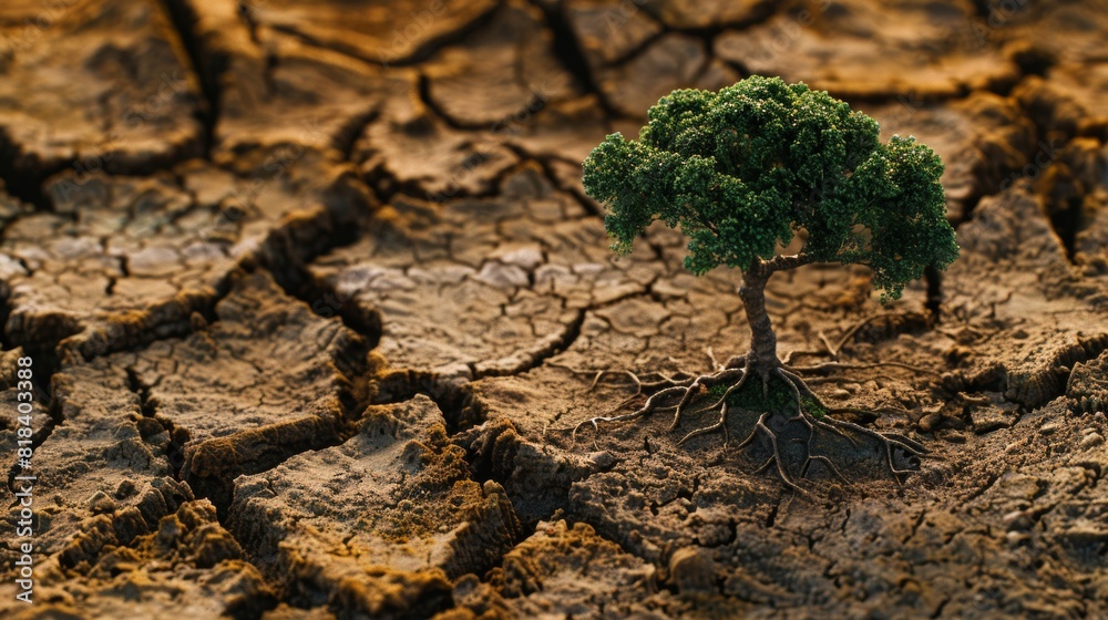 Resilience in Adversity: Lone Tree Surviving Drought on Cracked Earth ...