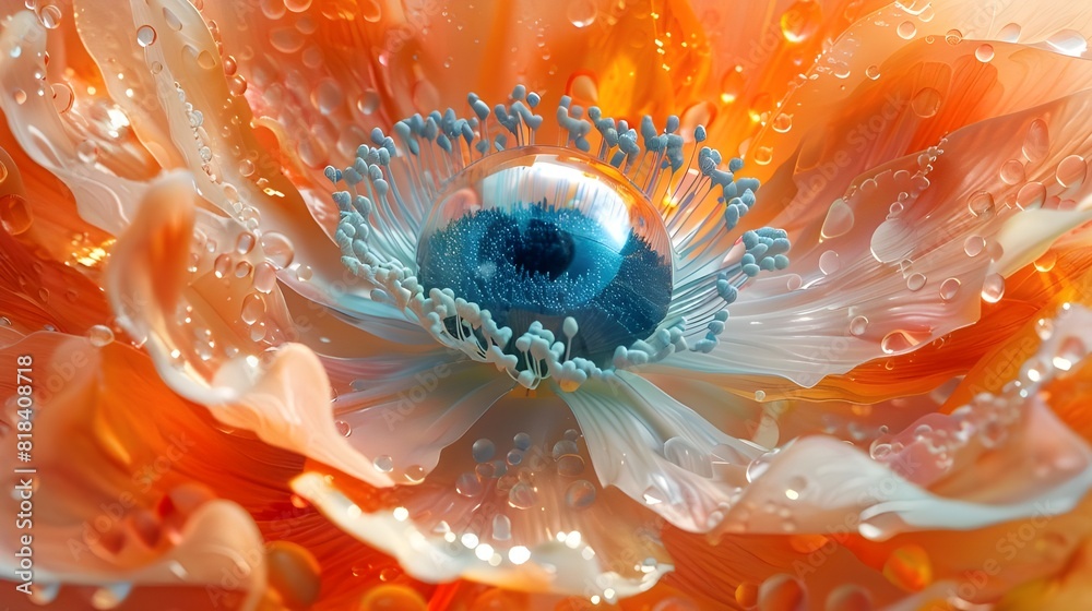 Surreal abstract artwork image of sperm and flower, blue element of ...