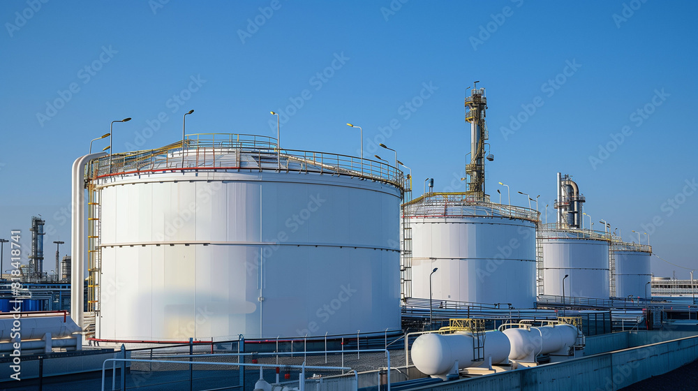 oil refinery warehouse, oil terminal storage tank, White oil tank ...