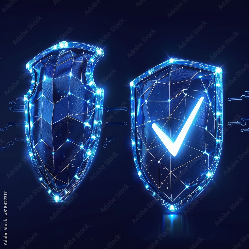 Digital Shield and Secure Checkmark Representing Cybersecurity and Data Protection in a ...