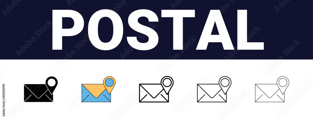 Different style c postal service outline icons with Editable stroke ...