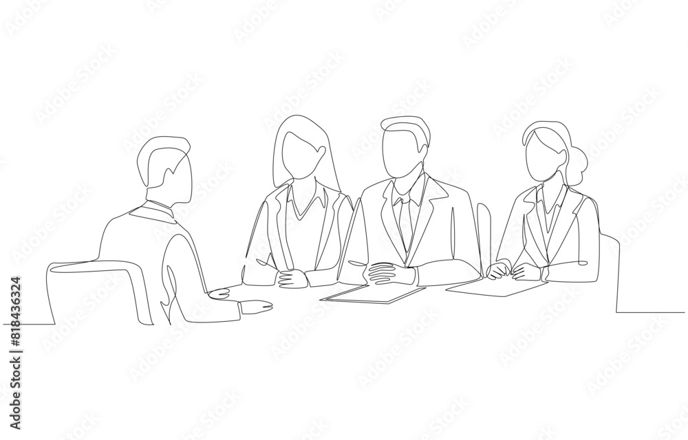 Continuous one line drawing of job applicant having job interview with ...