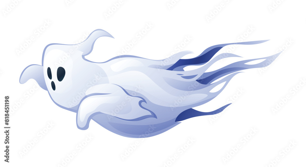 Cartoon flying ghost character. Halloween spooky mysterious ghost ...