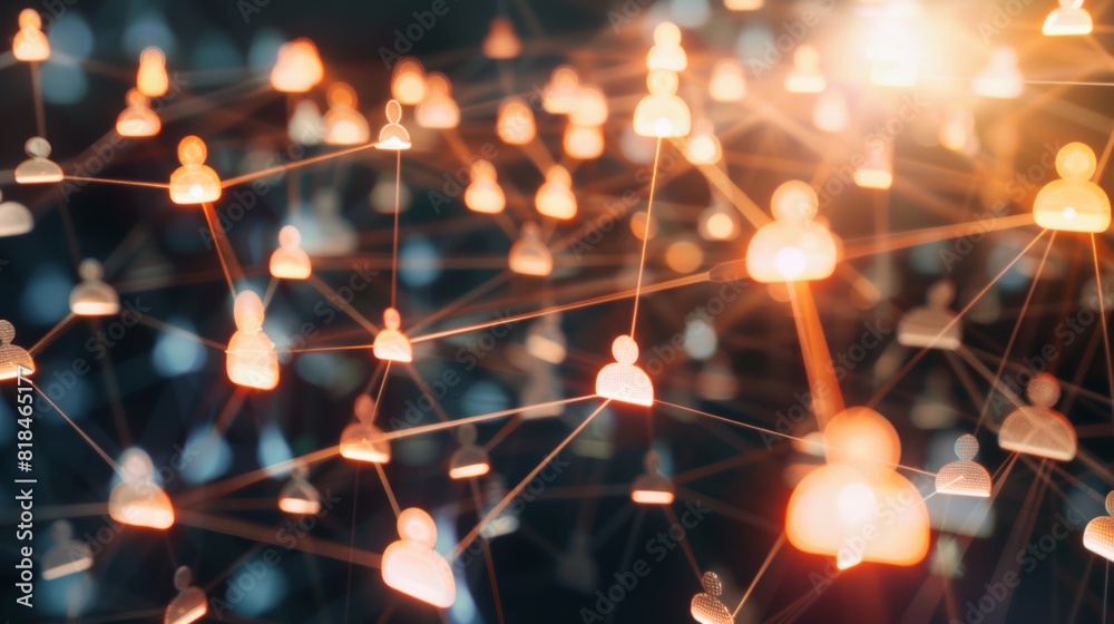 "Glowing web of connected people icons, representing social networking ...