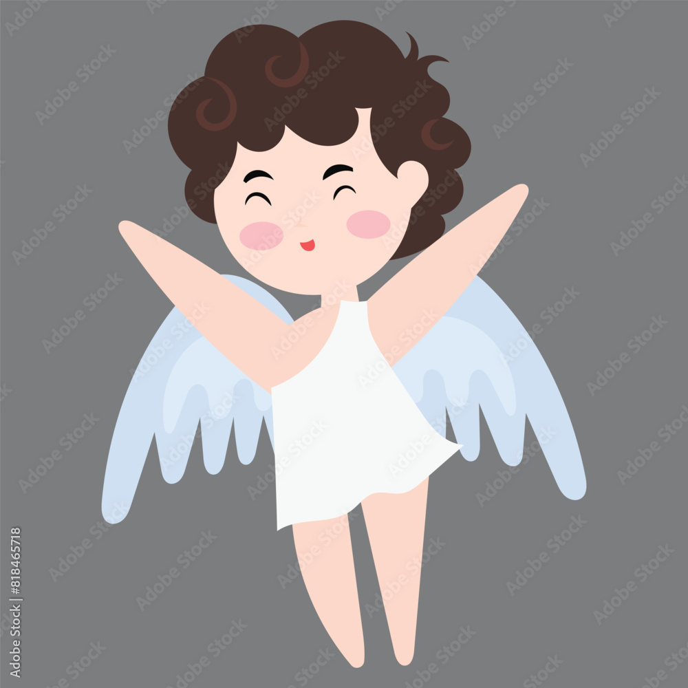 Cute angel character cartoon isolated on white background. blank banner ...