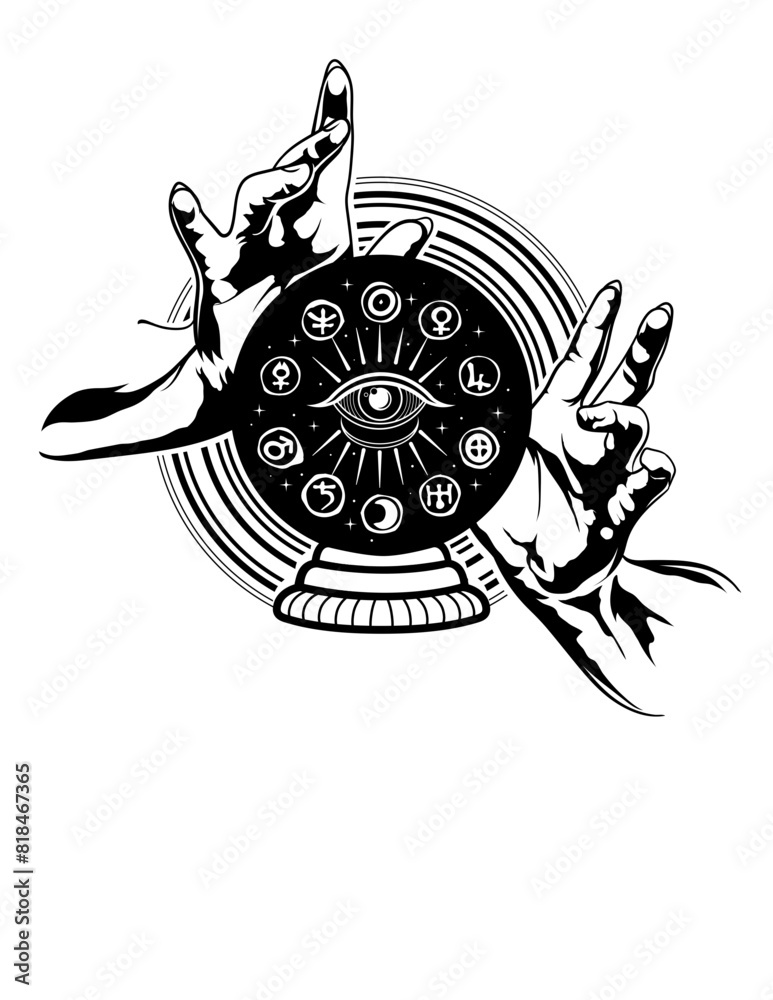 Crystal Ball Illustration, Curse Ball Cut File, Psychic Vector ...