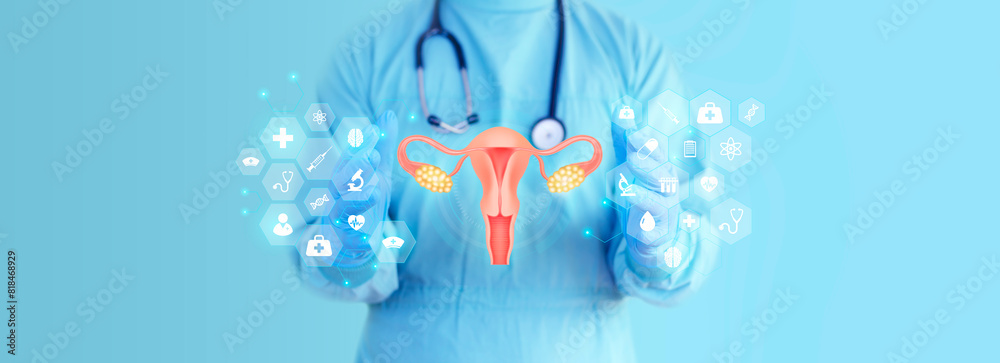 The doctor analyzes the internal cervix in good health. PAP medical ...