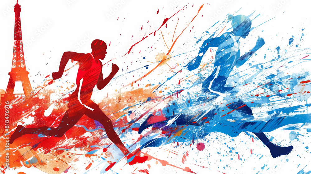 Abstract art of runners and splatter paint - Dynamic abstract depiction ...