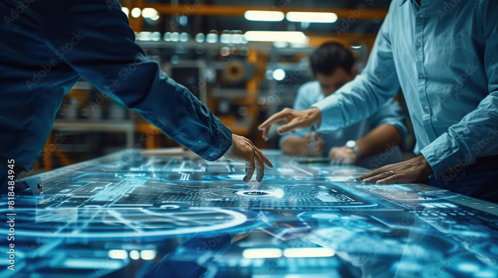 Foto de Research work people team design industry engine business ...