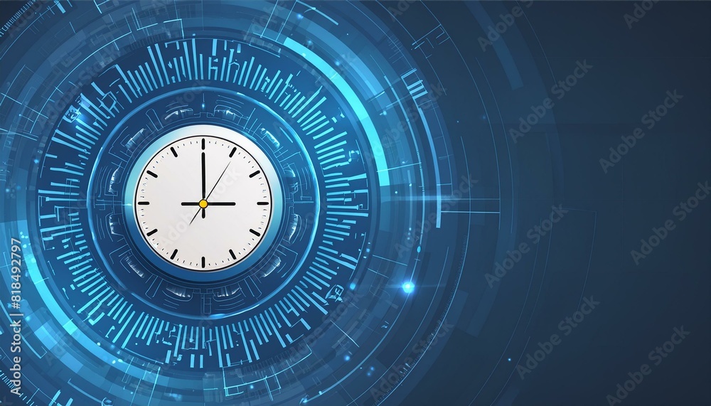 Futuristic time clock hand and clock face digital transformation ...