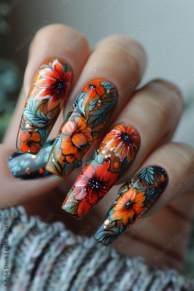 Create a nail art themed poster featuring rich colors of manicure ...