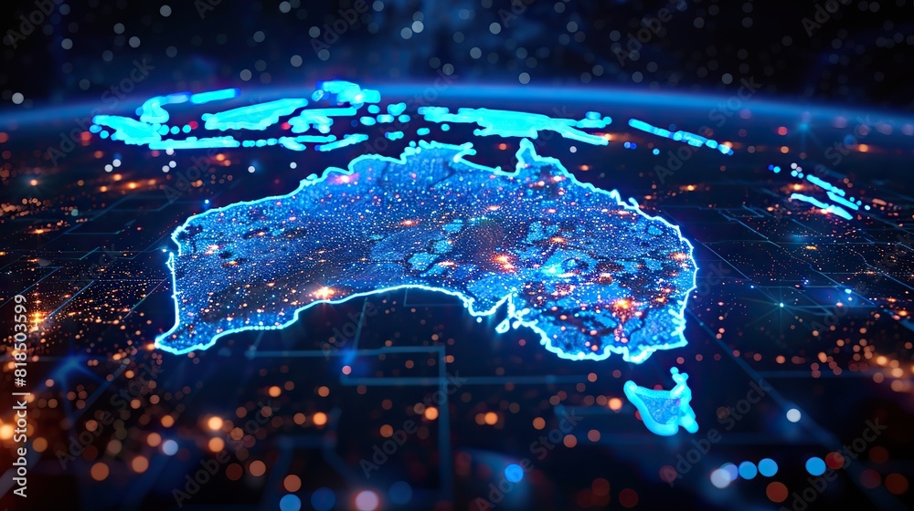 digital map of australia concept of global network and connectivity ...
