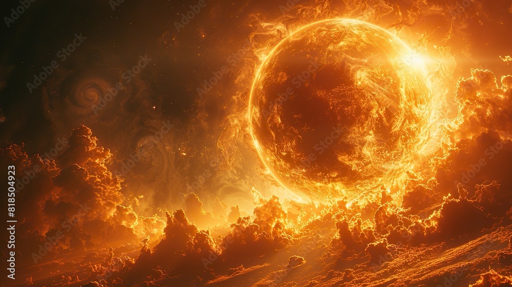 planet earth burning under the extreme heat of the sun conceptual ...