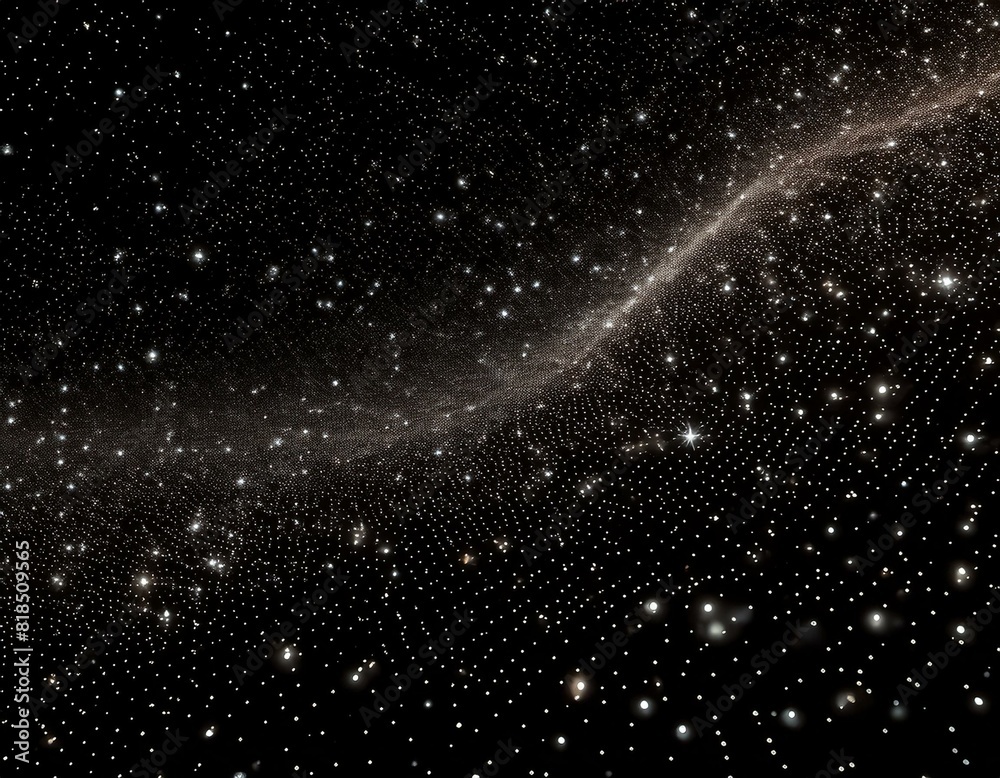 Natural organic dust particles floating on a black background ...