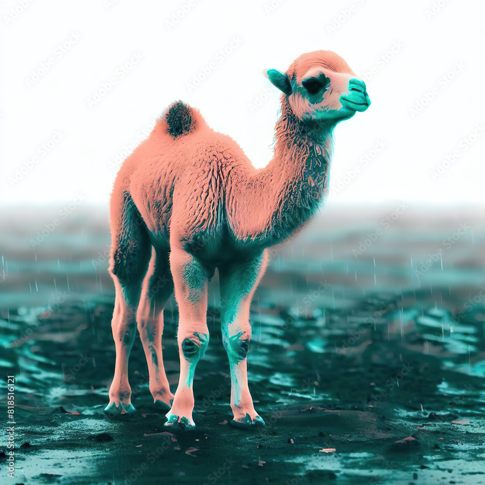 3D furry forest animal with beautiful colors and white background. with ...