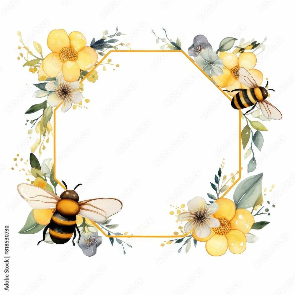 cute bee and flower themed frame or border for photos and text ...