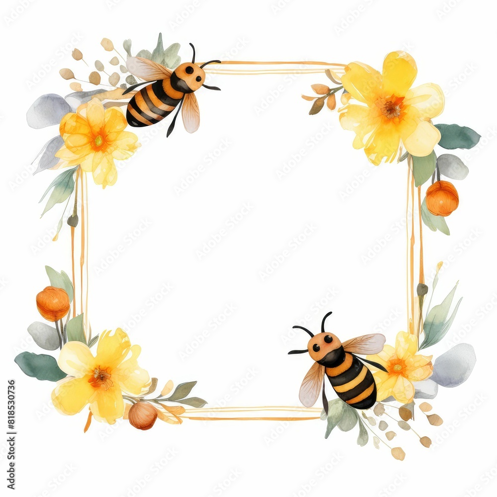 cute bee and flower themed frame or border for photos and text ...