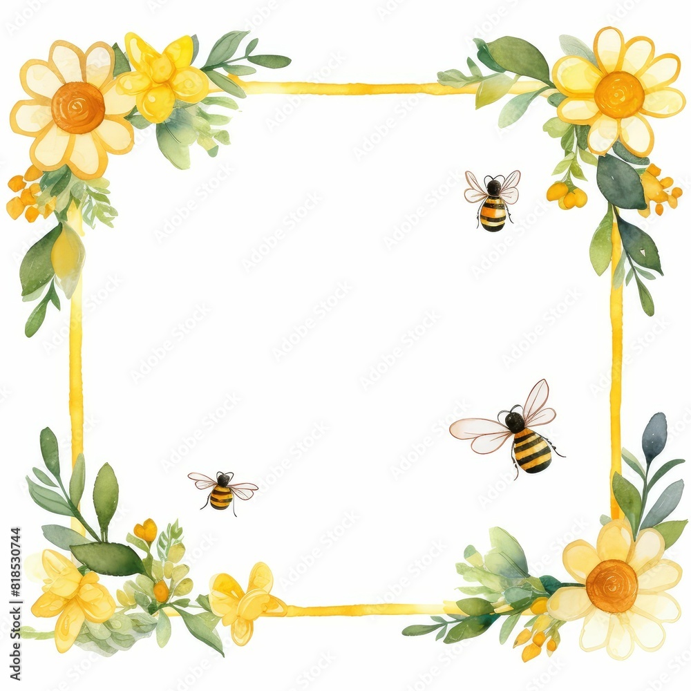 cute bee and flower themed frame or border for photos and text ...