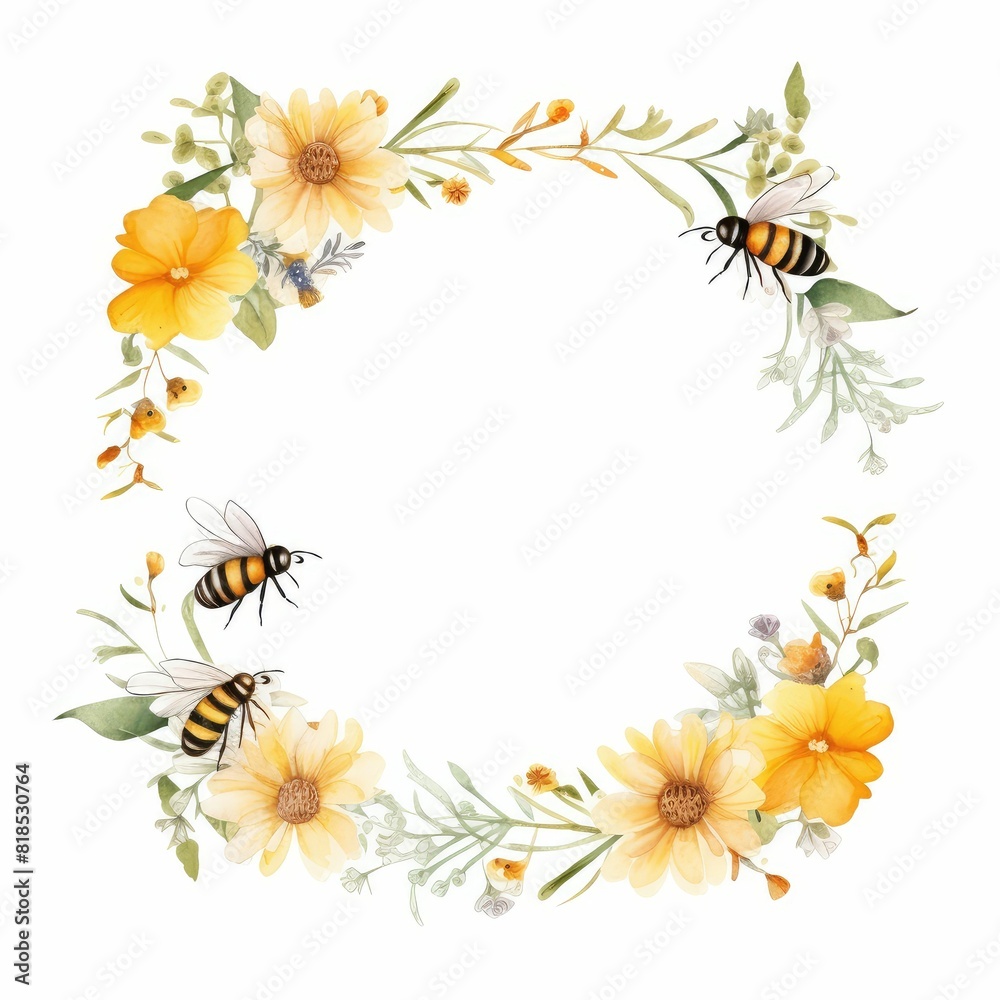 cute bee and flower themed frame or border for photos and text ...