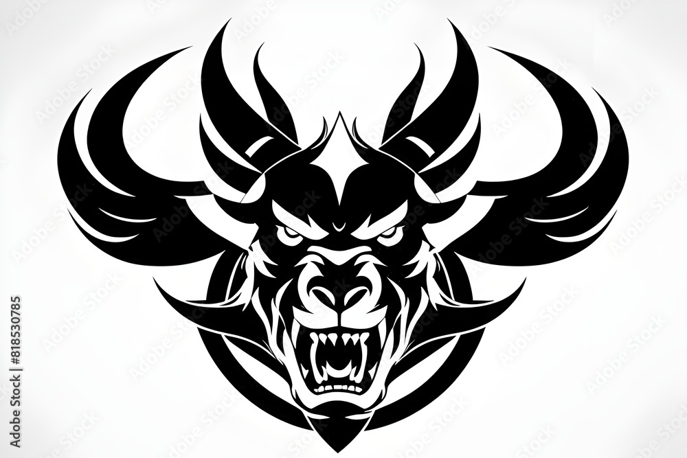 a vector style striking and contemporary vector logo of a evil ...