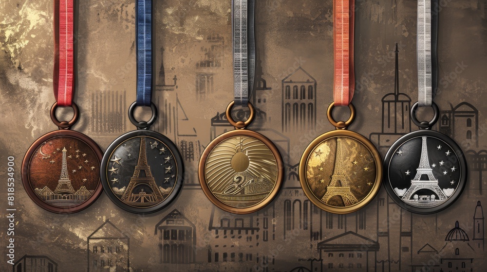 Fictional Olympic Games 2024 Parisian Medals with Eiffel Tower Design ...