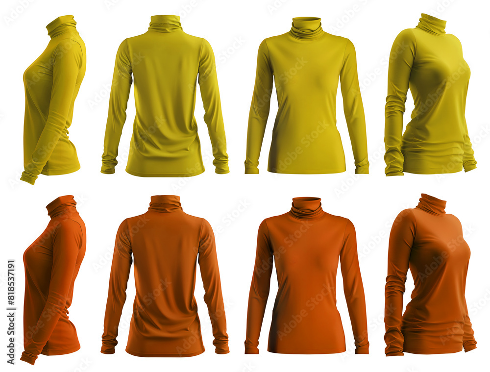 2 Set of woman yellow orange mustard long sleeve turtleneck roll High ...