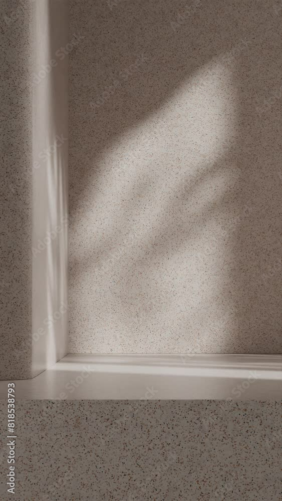 beige wall in 3d video rendering of empty mockup blank space terrazzo ...