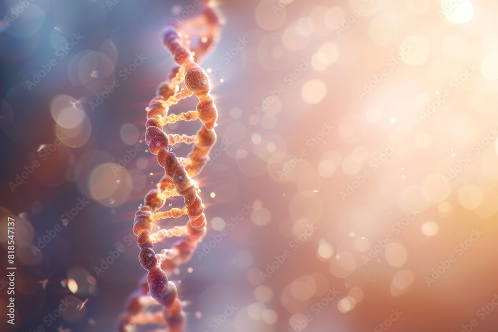 Modern and vibrant illustration of a cell nucleus showcasing the DNA ...