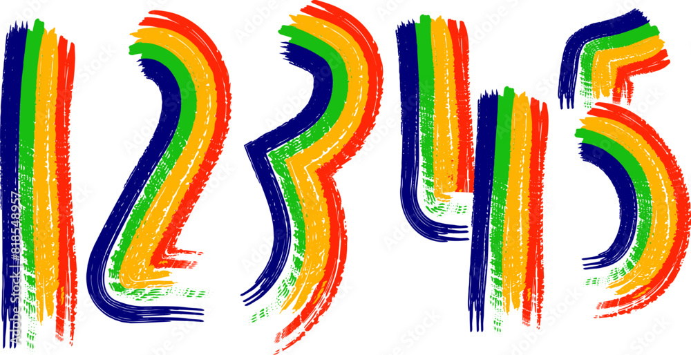 Numbers written with a brush. Hand drawn letters. Watercolor. Hand ...