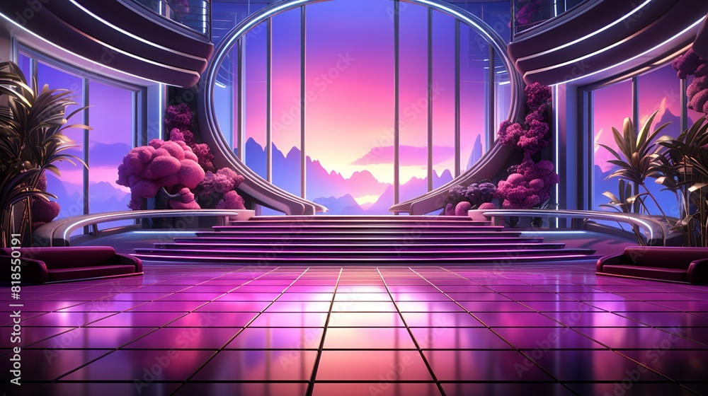 Aesthetic backgrounds, Brightly lit stage with colorful LED ...