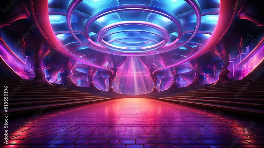 Aesthetic backgrounds, Brightly lit stage with colorful LED ...