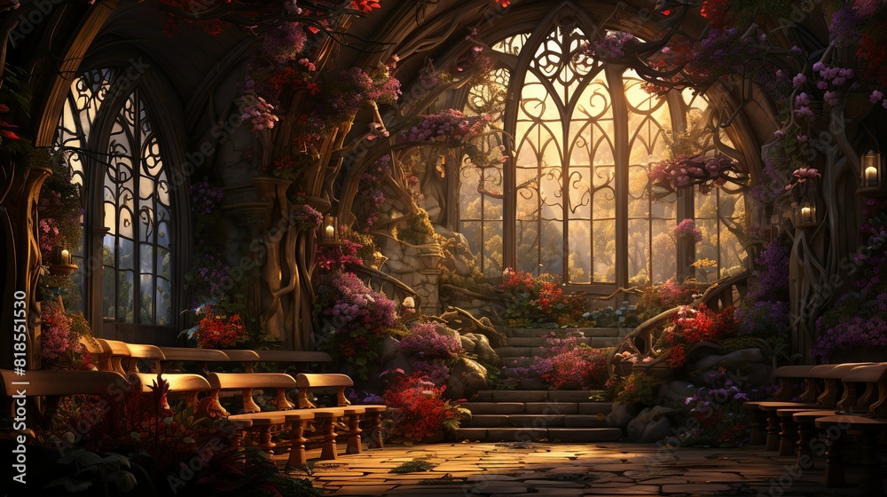 Aesthetic backgrounds, Stage set in a forest with natural light ...