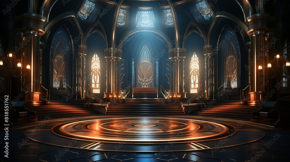 Aesthetic backgrounds, Stage with a metallic, industrial look and ...