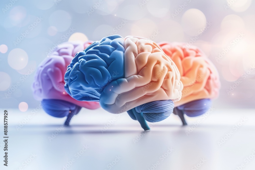 Simplified depiction of the brain's structure, highlighting major ...