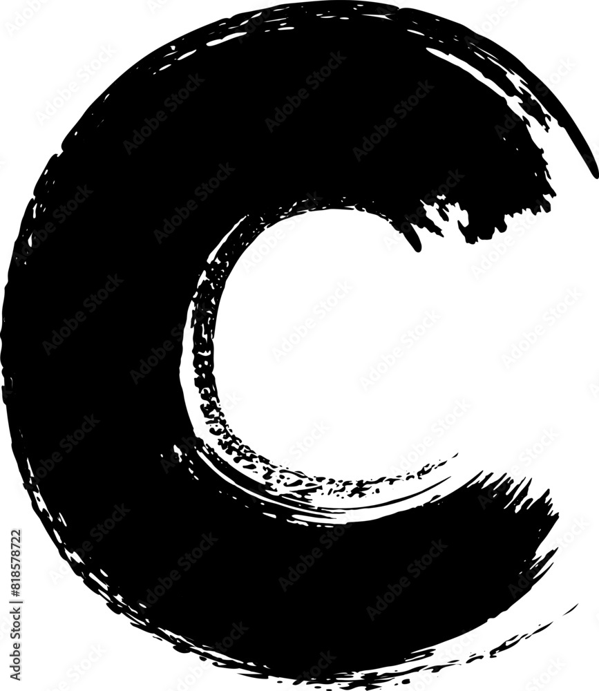 Hand Drawn Dry Brush Font C. Modern Lettering. Brushstroke C Letter ...