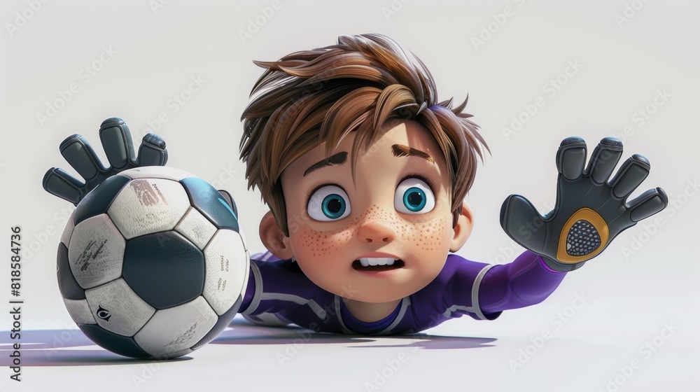 Animated illustration of a young soccer goalie making a crucial save ...