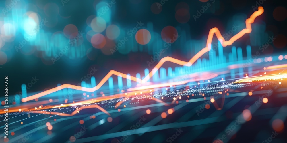 Abstract digital chart background, stock business graph, statistics and ...