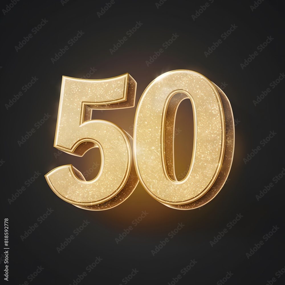 Gold color 50 years anniversary 3d render text effect. Premium ...