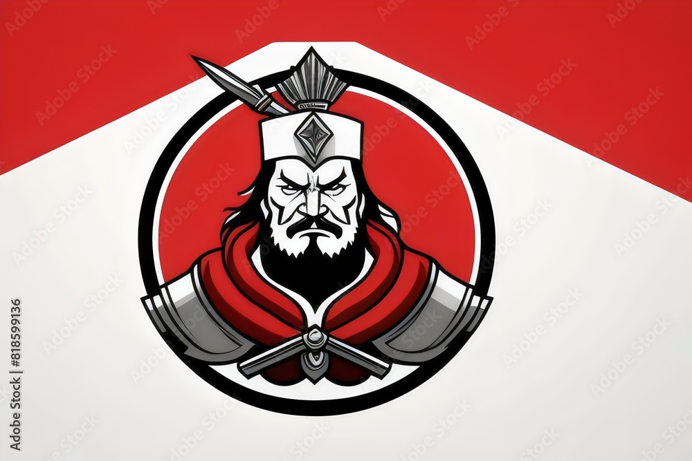 a flat vector style logo depicting An angry aboriginal chief for a ...