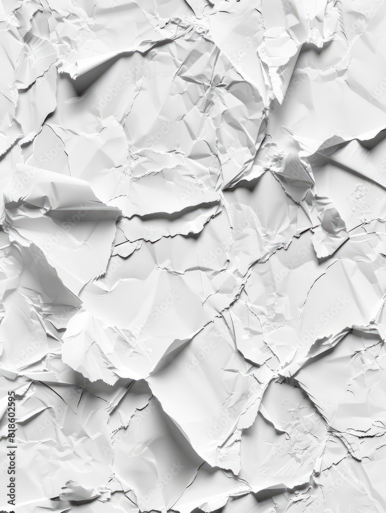 Old blank white grunge ripped torn posters crumpled paper background ...