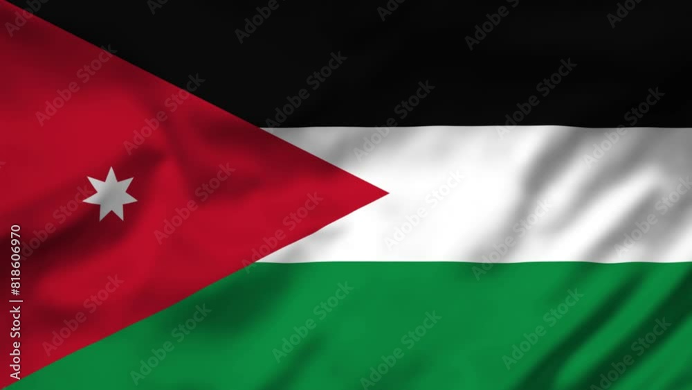 Jordan Flag waving in the wind, National Flag background video, High ...