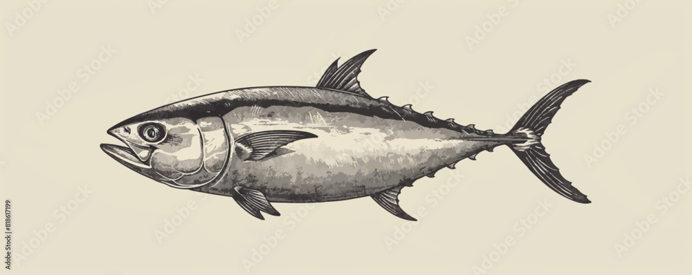 Bluefin Tuna - Hand drawn illustration of a Bluefin tuna in a vintage ... Bluefin Tuna - Hand drawn illustration of a Bluefin tuna in a vintage ...
