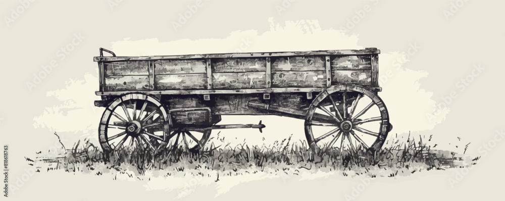 Farm cart hand drawn sketch in doodle style illustration vector Stock ...