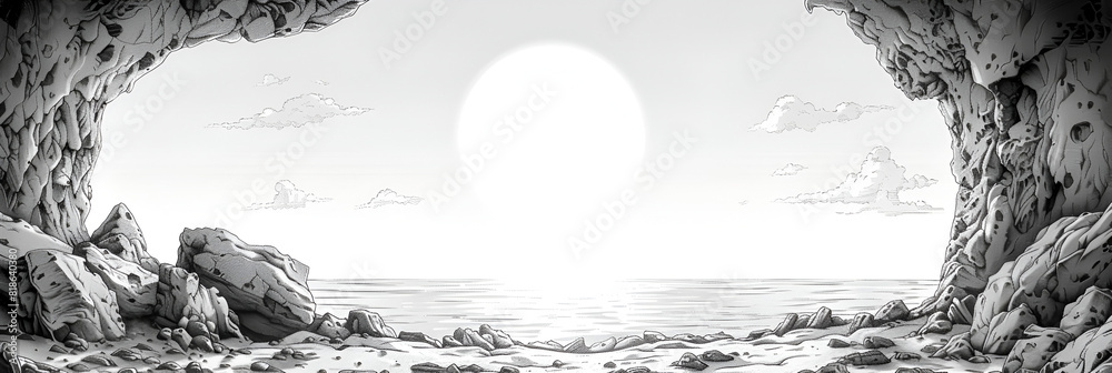 Open Cave. Empty Opened Tomb of Jesus, Png sea landscape with a ...