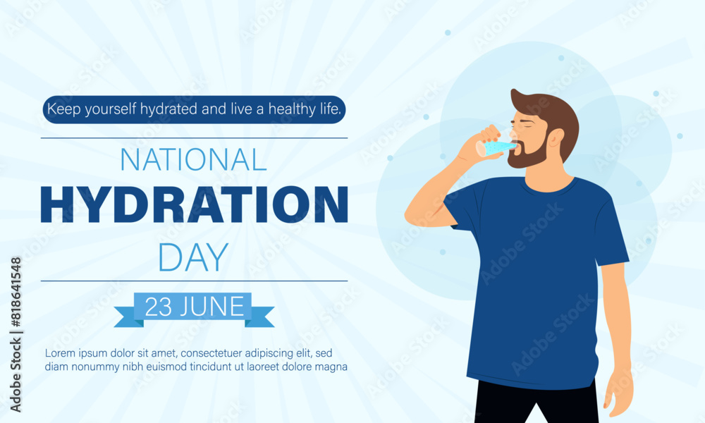 Health concept banner design, national hydration day horizontal ...