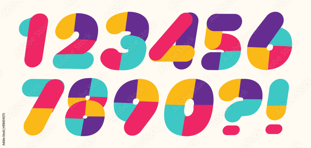 Number set colorful style modern typography for game, poster, birthday ...