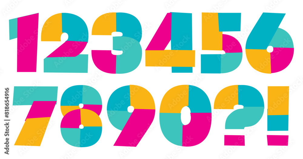 Number set colorful style modern typography for game, poster, birthday ...
