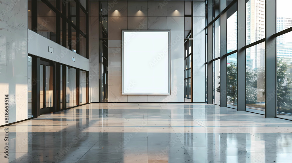 Innovative Product Showcase: Modern White Ad Board Mockup in Office ...