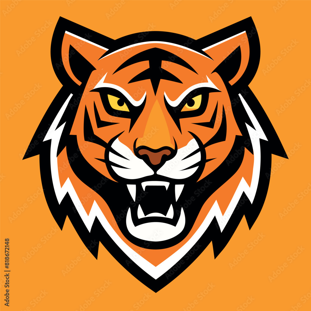 Tiger head illustration vector featuring a bold and dynamic tiger ...